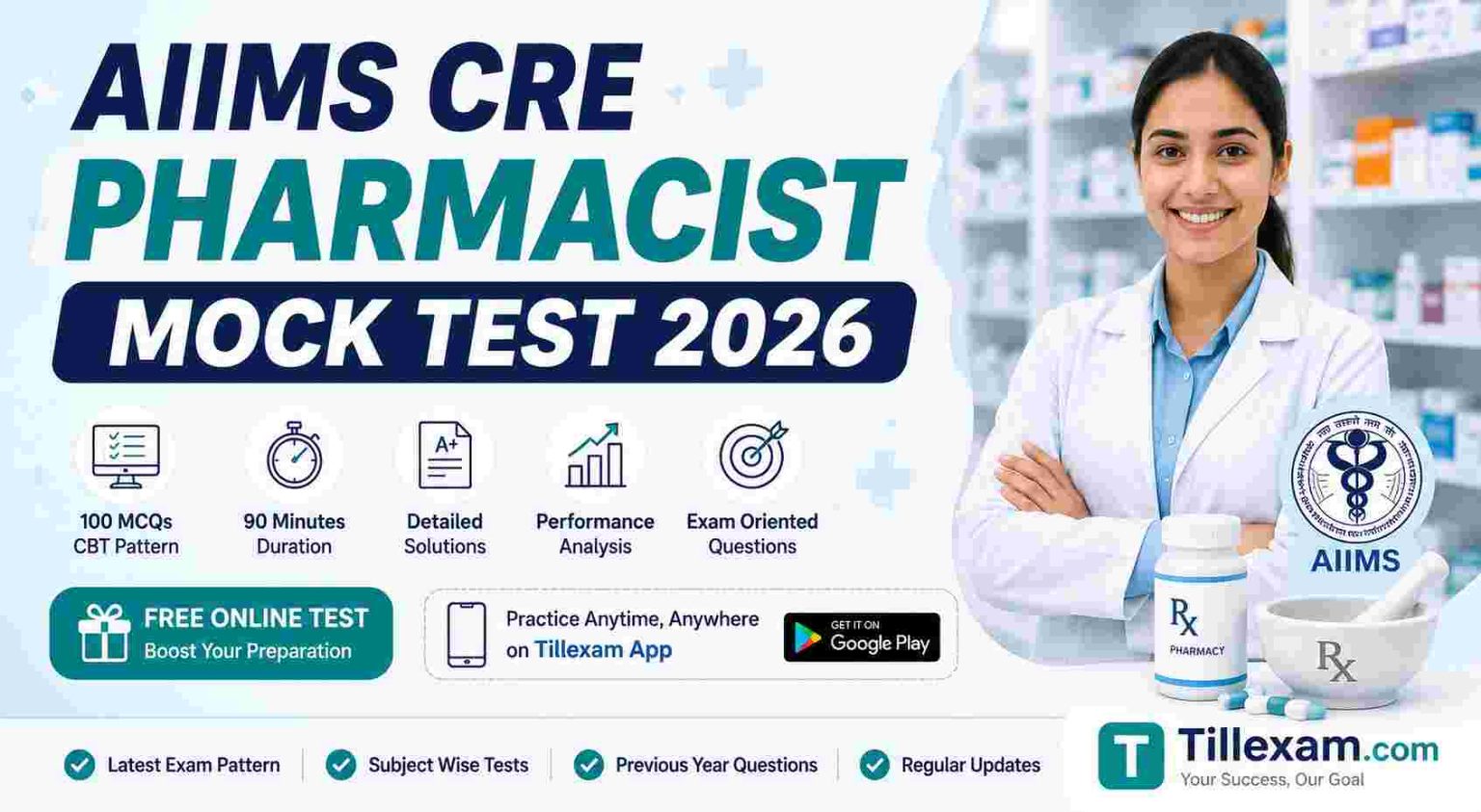 AIIMS CRE 5 Pharmacist Mock Test 2026 – Free Online Practice Test ...